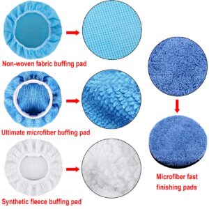 SIQUK 17 Pieces 7 Inch Buffing Pads Foam Polishing Pad Wax Buffer Polish Pads Bonnets Car Polishing Buffing Pad Buffer Attachment for Drill