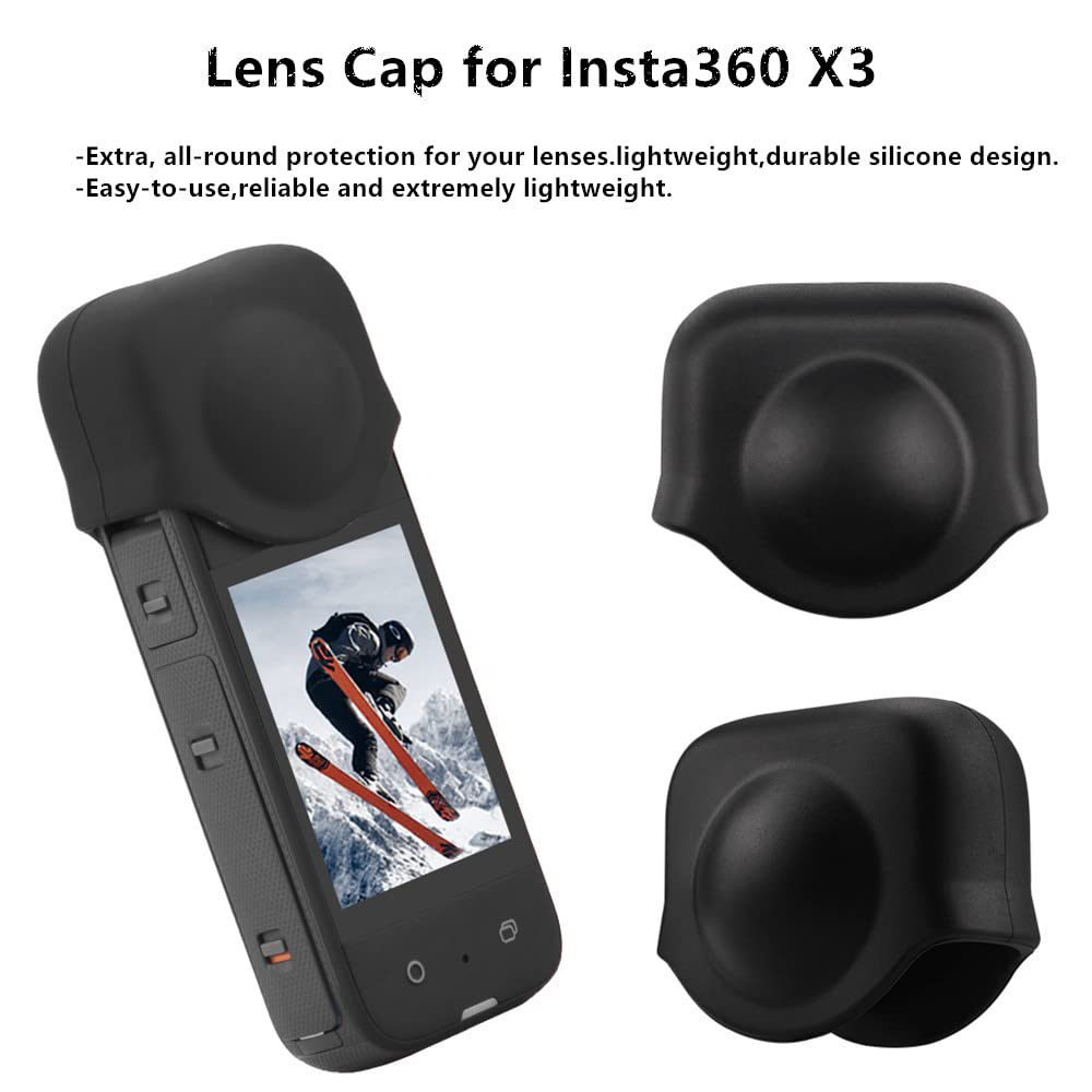 LEWOTE 7in1 Compatible with Insta360 X3 Accessories Kit[Silicone Camera Case Cover and Lens Cap][2Pcs 3D Screen Protector Film][Carrying Case Bag with Auto Locking Carabiner and Anti-loss Lock]