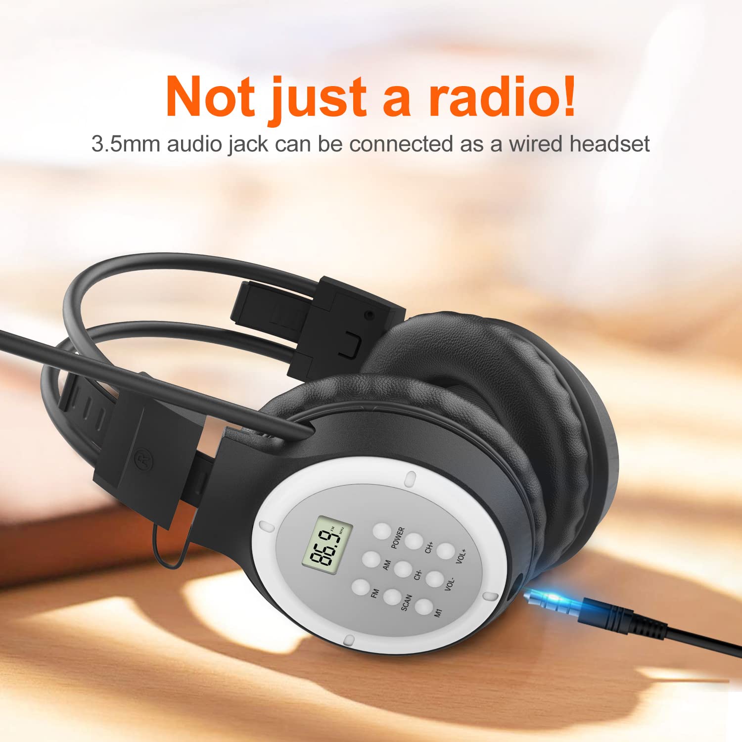 UMUTOO AM FM Radio Headphones, Personal Portable Radio Headset am/fm Digital with Best Reception for Jogging, Mowing, Cycling, Meeting, Powered by 2 AA Batteries (Not Included)……