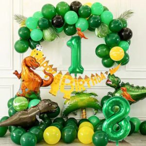 40 Inch Green Number 3 & Mini Dinosaur Balloon for Boys Birthday Party Decorations, 3rd Birthday Dinosaur Party Supplies Jungle Theme Green Birthday Patry Balloons Decorations