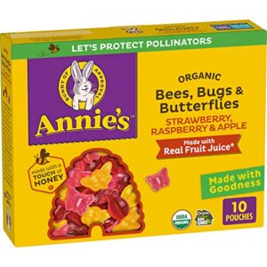 annie's organic bees, bugs, and butterflies fruit flavored snacks, 10 pouches, 7 oz.