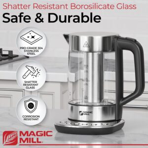 Magic Mill Pro Electric Kettle with tea Infuser and Temperature Control - Keep Warm Function, Rapid Boil, Automatic Safety Shut Off, BPA Free, No Plastic on Water, British Patent Technology,Large 1.7L