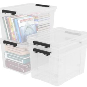 Neadas 50 Quart Plastic Storage Bins with Lids and Wheels, Large Clear Plastic Storage Totes, 4 Pack