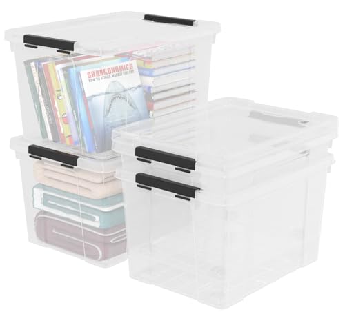 Neadas 50 Quart Plastic Storage Bins with Lids and Wheels, Large Clear Plastic Storage Totes, 4 Pack