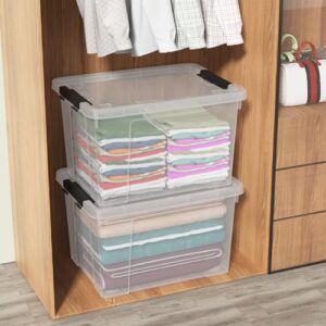 Neadas 50 Quart Plastic Storage Bins with Lids and Wheels, Large Clear Plastic Storage Totes, 4 Pack