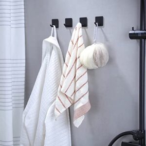 YIGII Adhesive Towel Hooks - 4 Pack Towel Hooks for Hanging Robes Coat Hooks Stick on Wall Hooks Stainless Steel, Matte Black