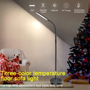 Hyskostar LED Floor Lamp, Bright Floor Lamps for Living Room with 1H Timer, 2700K-6500K Brightness Adjustable Gooseneck Standing Lamp with Remote & Touch Control Reading Floor Lamps for Bedroom