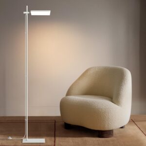 visdanfo modern floor lamp, 360 degree rotation sky led floor lamp office lighting, bright led standing pole light, tall lamps for living room,bedroom,reading,study room (white)