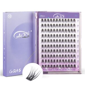 gaqqi lash clusters, gq45 individual lashes d curl, diy lash extension 14mm only false eyelash clusters 120pcs, natural & wispy lash wisps (gq45,d curl,14mm)