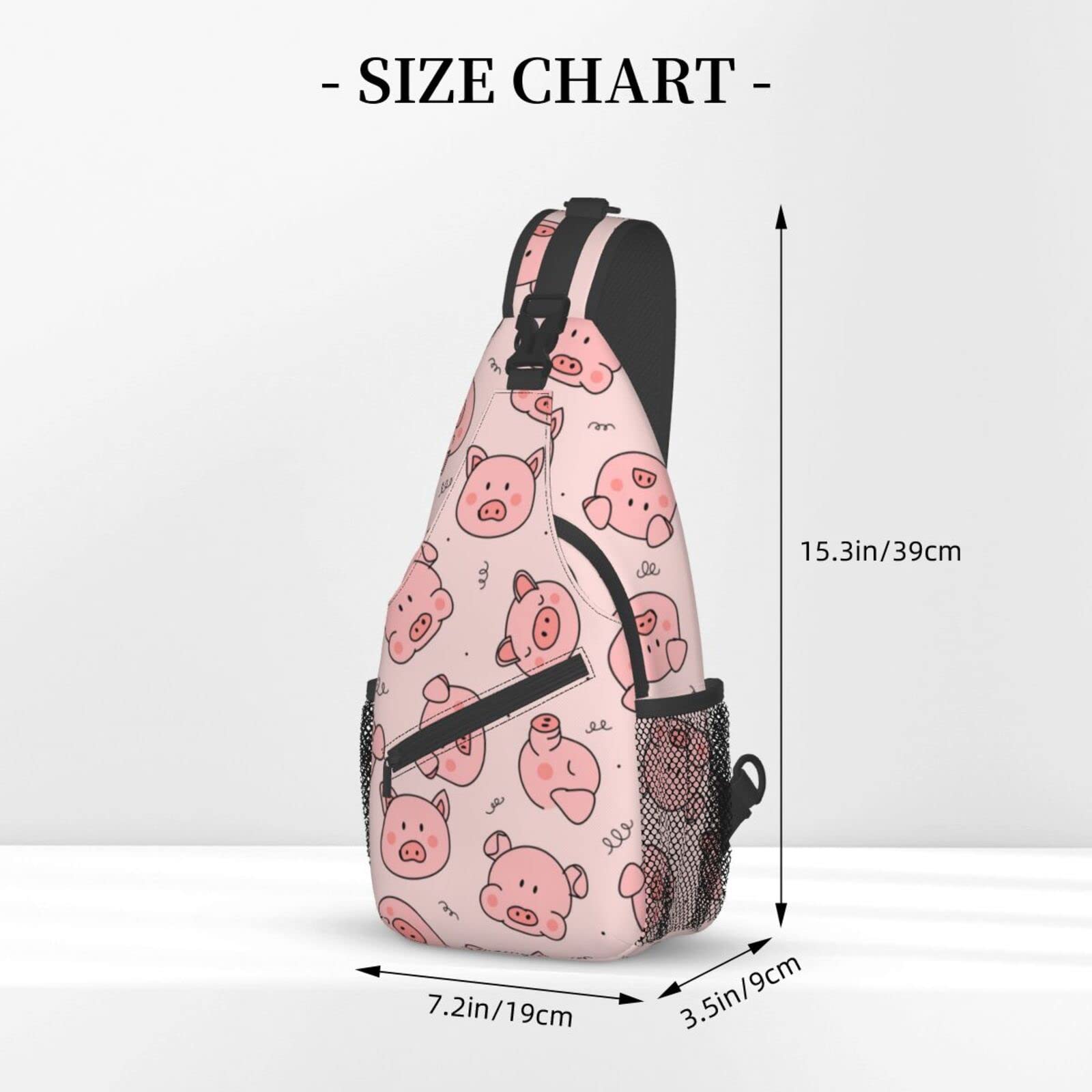 SURERUIM Pink Pig Sling Bag for Women Men Crossbody Shoulder Backpack Seamless Pattern of Pink Pig Face Cute Piggy Chest Bags Funny Cartoon Animal on Pink Background Gym Travel Hiking Casual Daypack