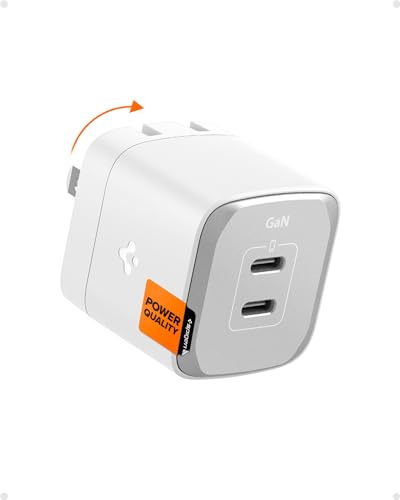 Spigen GaN III 352 35W 2 Ports Compact Foldable Dual USB C Wall Charger PD PPS Fast Charging Block Adapter for iPhone 15 Plus Pro Max 14 13 12 Mini iPad Air AirPods Galaxy S24 S23 S22 S21 Pixel 8 Fold