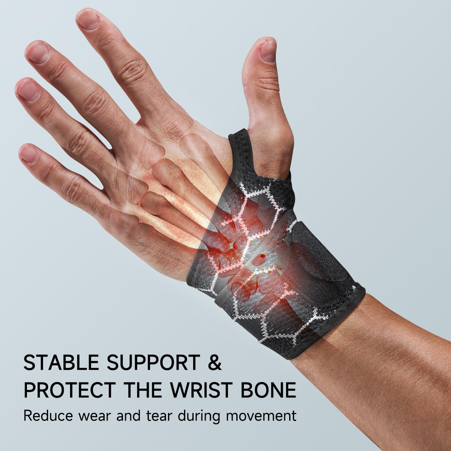 Domaste Sport Slim Wrist Wrap - Wrist Brace for Carpal Tunnel Relief Light Support, Neoprene-Free Compression Wrist Support for Workout, Adjustable Wrist Guards Fit Right Left Hand(Black, Pack of 1)