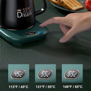 Mug Warmer Coffee Warmer Plate, Cup Warmer for Desk with Detachable USB Power Cable, 3 Temperature Setting 113℉-131℉-149℉, Suitable for Office, Home and Many Occasions (White No Cup)