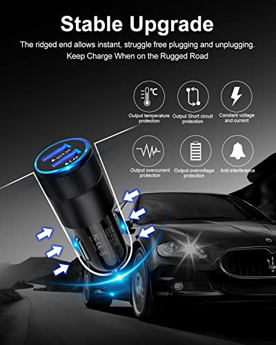 30w Car Charger, Quick Charge 3.0 Cigarette Lighter Adapter, 2 Port Fast Charging Car Plug for iPhone 15 Pro Max 14 13 12 XR X, Galaxy S24 Ultra S23 FE A25 A13 A24, USB Auto Cargador Carro for Travel