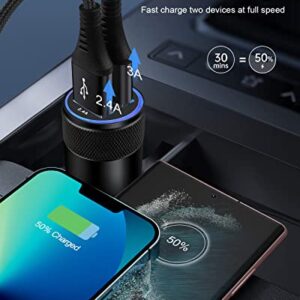 30w Car Charger, Quick Charge 3.0 Cigarette Lighter Adapter, 2 Port Fast Charging Car Plug for iPhone 15 Pro Max 14 13 12 XR X, Galaxy S24 Ultra S23 FE A25 A13 A24, USB Auto Cargador Carro for Travel