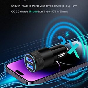 30w Car Charger, Quick Charge 3.0 Cigarette Lighter Adapter, 2 Port Fast Charging Car Plug for iPhone 15 Pro Max 14 13 12 XR X, Galaxy S24 Ultra S23 FE A25 A13 A24, USB Auto Cargador Carro for Travel