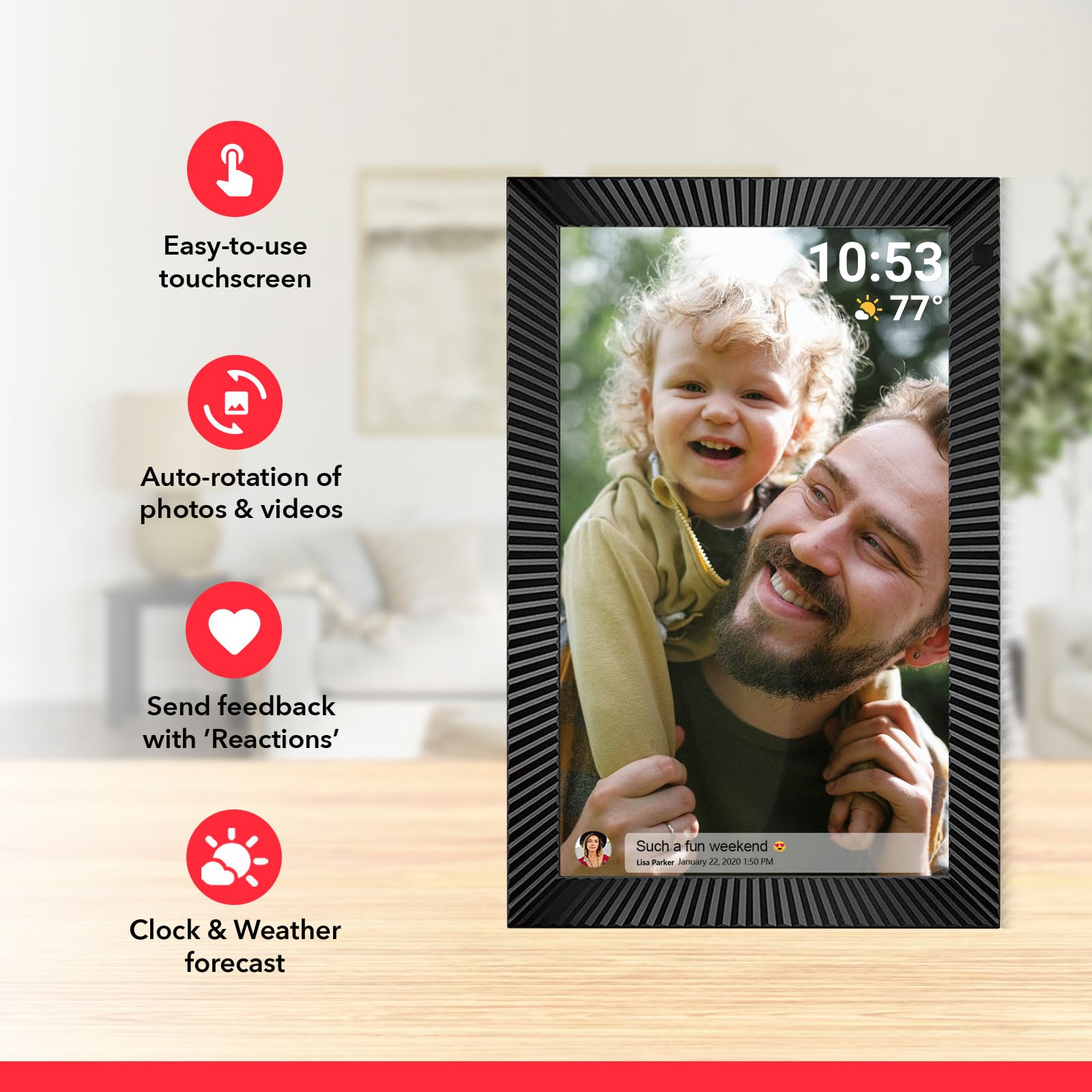 32GB FRAMEO 10.1 Inch Smart WiFi Digital Photo Frame 1280x800 IPS LCD Touch Screen, Auto-Rotate, Motion Sensor, Share Moments Instantly via Frameo App from Anywhere