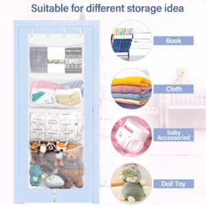 Woodoulogy Hanging Stuffed Animal Storage, Over Door Large Plush Toy Organizer with Metal Hook, Baby Accessory Holder Idea for Nursery, Doll & Bear Mesh Hammock Bag for Girl Boy Kid Room