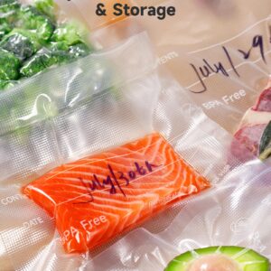 HiCOZY Vacuum Sealer Bags 100 Count 8”x12” for Food Storage, Pre-Cut BPA Free Bag for Meal Prep or Sous Vide Cooking, Safe to Microwave, Dishwasher, Boil, or Freeze