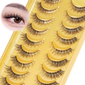 false eyelashes natural wispy lashes cat eye zanlufly clear band 3d lashes that look like extensions soft handmade fake eyelashes lashes pack