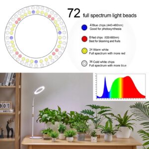 yadoker Plant Grow Light for Indoor Plant,Desk LED Grow Light,Height Adjustable,Automatic Timer with 8/12/16 Hours,10-Level Brightness,Ideal for Small Plant Grow