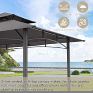 AECOJOY 8' x 5' Grill Gazebo, Grill Canopy for Outdoor Grill, 2- Tier BBQ Gazebo Shelter for Patio, Backyard and More (Dark Grey)