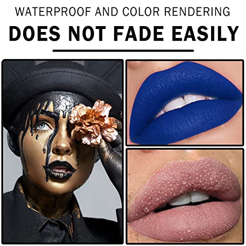 Dark Black Matte Lipstick Liquid Lipstick Velvet Lip Gloss Lip Stain Long Lasting Waterproof Non-stick Cup Lip Stick Halloween Lipstick Lip Tint Makeup labiales mate 24 horas originales - 06 Black