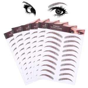 Molain Brow Tattoo Eyebrow Peel Off Temporary Tint Waterproof 4d Realistic Sticker Angled Stencil Removal Practice Drawing Color Sheets Patches Women Girls Makeup (6 PCS Brown Style 09)