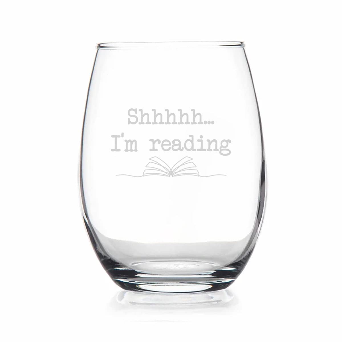 HTDesigns Shhh Im Reading Stemless Wine Glass - Book Worm Gift - Reader Wine Glass - Gift For Readers - Gift For Book Lovers