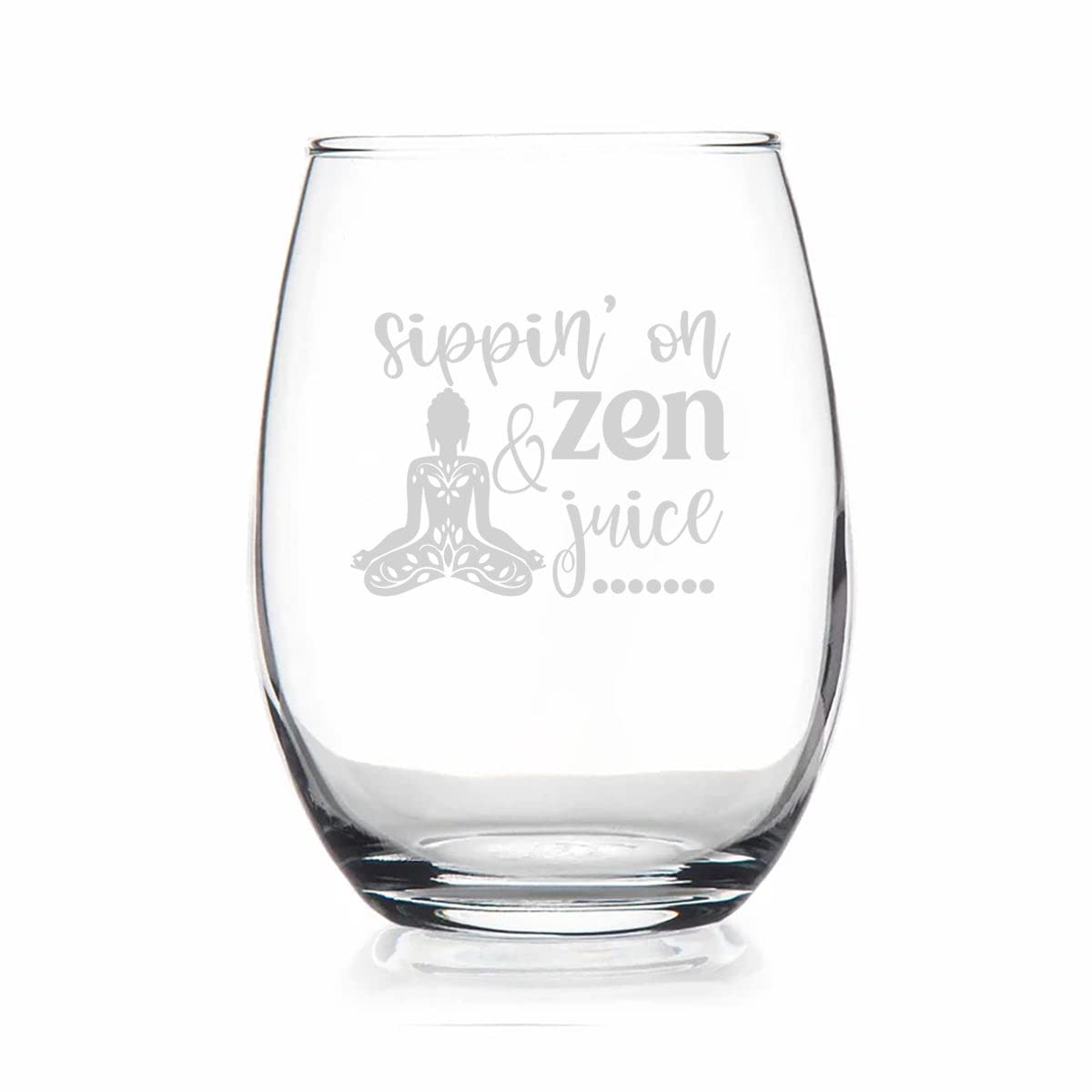 HTDesigns Sippin On Zen And Juice Yoga Stemless Wine Glass - Yoga Gift Namaste - Gift For Relaxation - Pun Gift - Wine Lover Her Mother