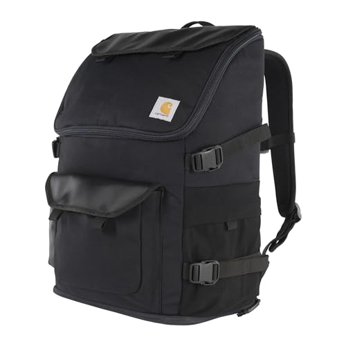 Carhartt 35L Nylon Workday Backpack, Durable Water-Resistant Pack with 15" Laptop Sleeve, Black, One Size