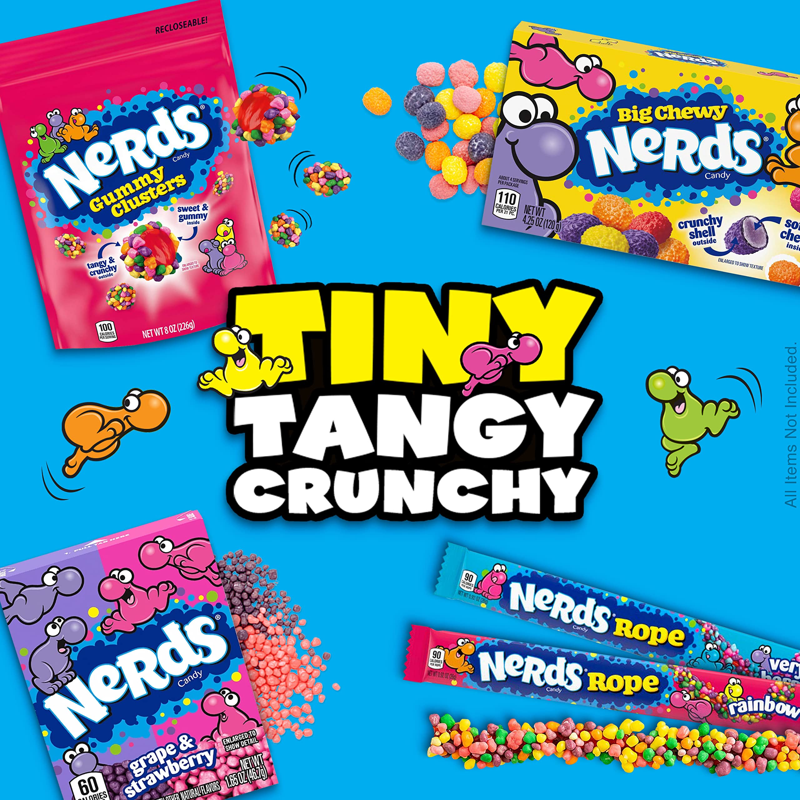 Bundle of Nerds Gummy Clusters Candy, Rainbow, Very Berry, Resealable 8 Ounce Bags (Pack of 2)