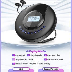 CD Player Portable ARAFUNA, Portable CD Player Bluetooth with FM Radio, 2000mAh Rechargeable CD Player for Car with LCD Screen, Anti Shock Protection Walkman CD Player with Headphone, AUX Cable