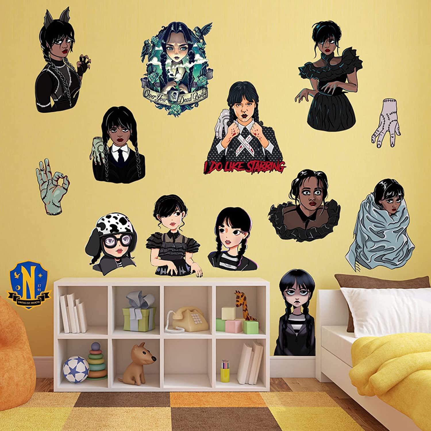 Wednesday Addams Merchandise, Wednesday Party Decorations Wall Stickers Wall Decor Decals for Kids Room