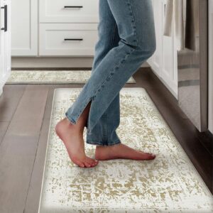 collive anti fatigue kitchen mats 2pcs,non skid cushioned kitchen rugs and mats waterproof kitchen mats for floor comfort foam standing mat for home,kitchen,office,desk,laundry room