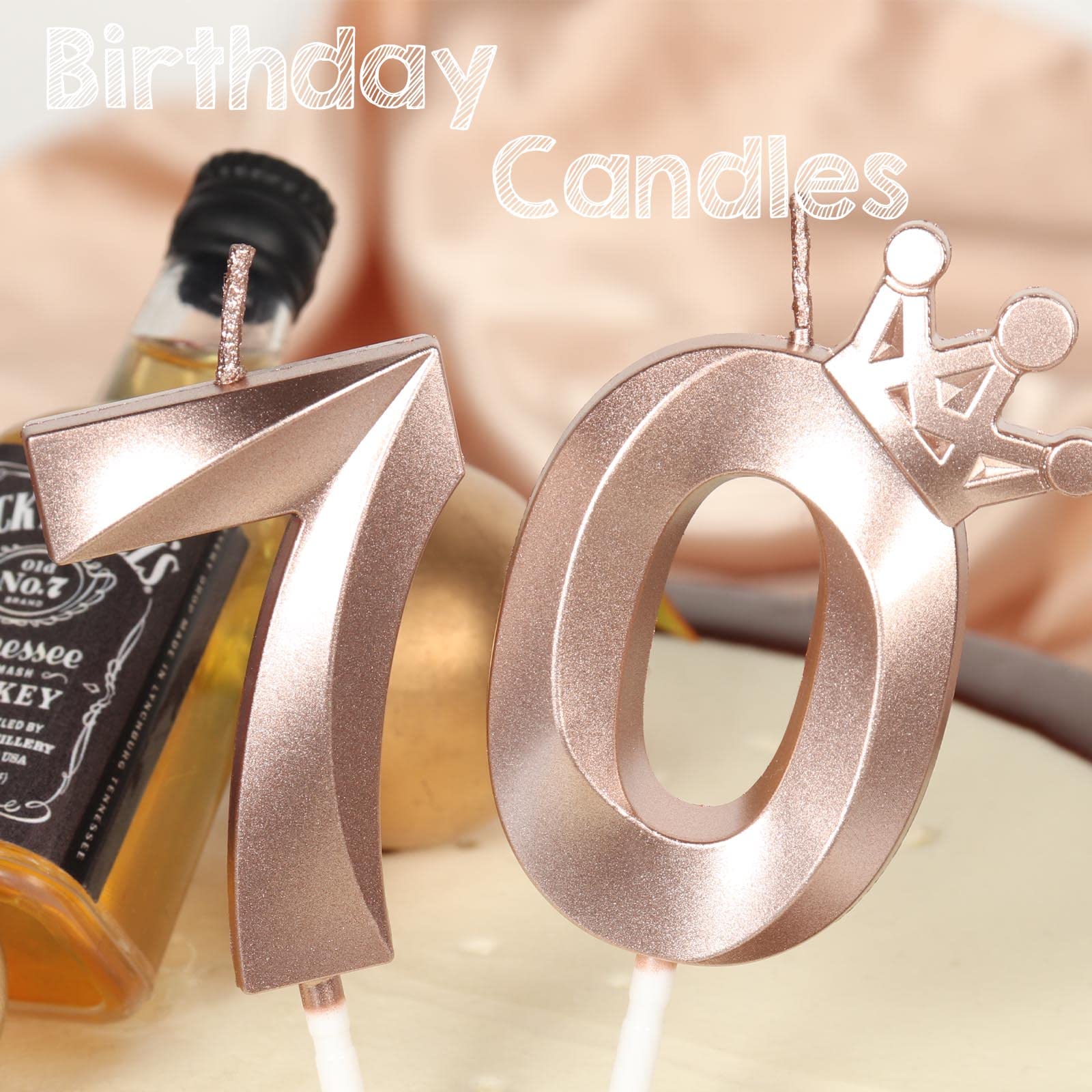 60th Birthday Candles for Cake, Number 60 Rose Gold Candles with Crown, 3D Design Birthday Cake Topper for Women Birthday Party Wedding Anniversary Celebration Decorations Supplies