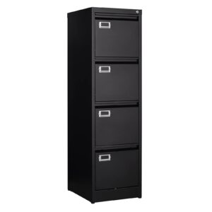 peukc 4 drawer file cabinet, vertical filing cabinets with lock, metal file cabinets for home office, anti-tip 4 storage drawers for letter/legal/a4/f4 size (assemble required, black)