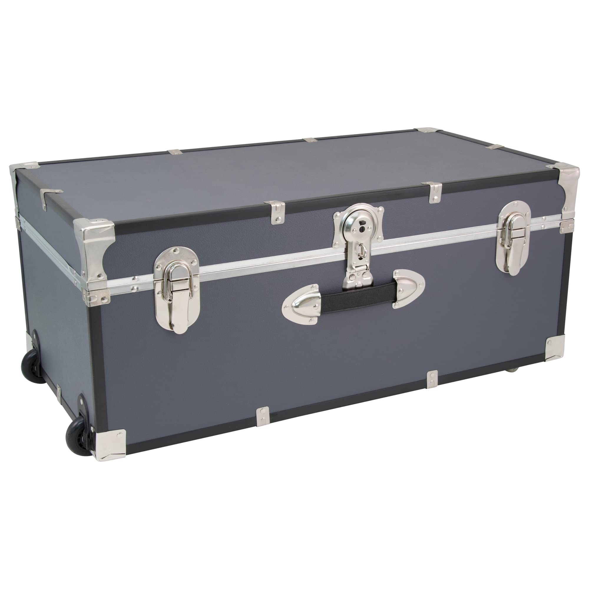 30" Trunk with Wheels & Lock, Wood Storage Container for Adults, Multiple Colors (Color : Gray)