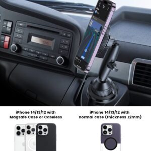 APPS2Car for Magsafe Car Mount Charger Tri-Pivot Magnetic Wireless Cup Holder Phone Mount for Car Truck with Cooling Fan Fast Charging for iPhone 15 14 13 12 Series Magsafe Case [with Car Adapter]