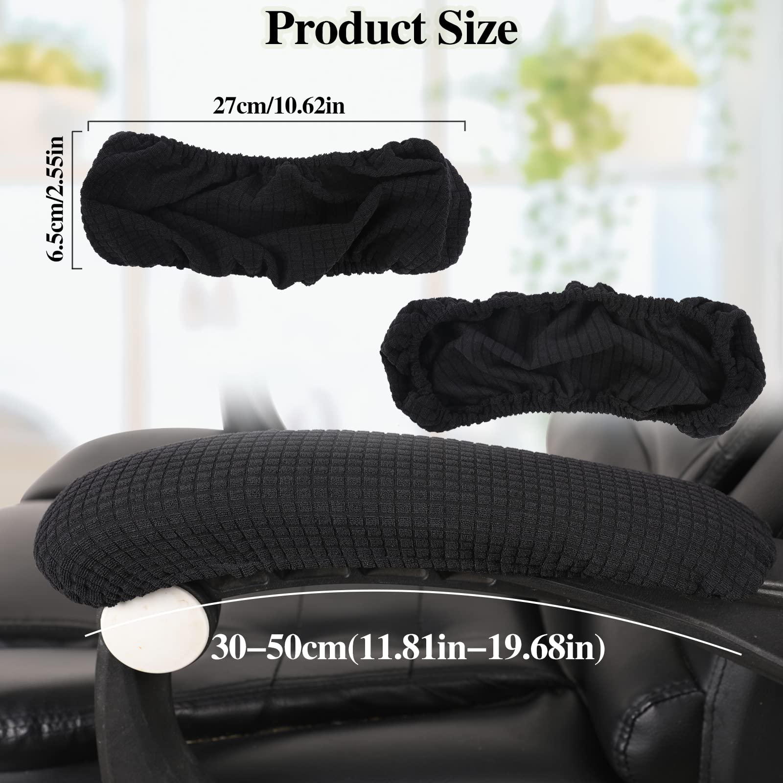 Vin Beauty Office Chair Armrest Covers, 2Pcs Office Removable Arm Rest Covering, Elastic Chair Armrest Covers, Office Seat Hand Rest Protector, Arm Covers Protectors for Office Chair(Black)