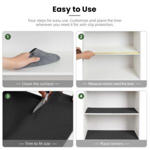 BAGAIL Drawer Liner, 12 in X 20 Ft Non-Adhesive Shelf Liners for Kitchen Cabinets, Thick Strong Grip Liners for Desk, Shelves, Bathroom Drawers, Cabinet Protection - Black