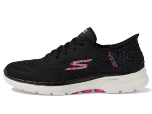 skechers go walk 6 vivid idea hands free slip-ins black/multi 8 b (m)