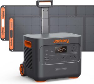 jackery solar generator 3000 pro 400w, 3024wh power station with 2x200w solar panels, fast charging in 2.4 hours, intelligent bms, 2xpd 100w ports for rv outdoor camping & power outages black, orange