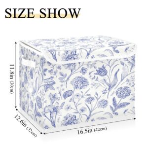 WELLDAY Toile Pattern Storage Baskets Foldable Cube Storage Bin with Lids and Handle, 16.5x12.6x11.8 In Storage Boxes for Toys, Shelves, Closet, Bedroom, Nursery