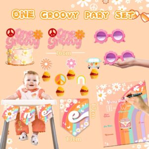 Groovy One Birthday Decorations, One Groovy Baby Birthday Decorations Girl, Groovy Balloons, Backdrop, Cake Topper, Banners for Groovy Birthday Party Decorations, baby girl 1st birthday