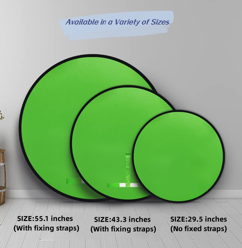 Portable Green Screen Backdrop, Collapsible Webcam Background, Green Screen Chroma Key for Video Chats, Zoom, Online Video Meeting, Photo with with Storage Bag (43.3×43.3inch（Circle）)