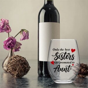 Pishovi Only the Best Sisters Get Promoted To Aunt Glass with Gift Box, Funny Stemless Glass, Pregnancy Announcement Gift for Sister, Aunt Upgrade, Baby Announcement Gift for Sister BFF