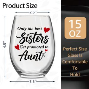 Pishovi Only the Best Sisters Get Promoted To Aunt Glass with Gift Box, Funny Stemless Glass, Pregnancy Announcement Gift for Sister, Aunt Upgrade, Baby Announcement Gift for Sister BFF