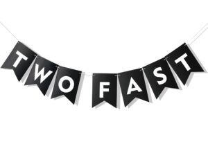 two fast banner - two fast car birthday party - vroom car party - second birthday party - two fast flag banner