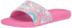 puma women's cool cat 2.0 slide sandals, phlox pink-puma white, 11